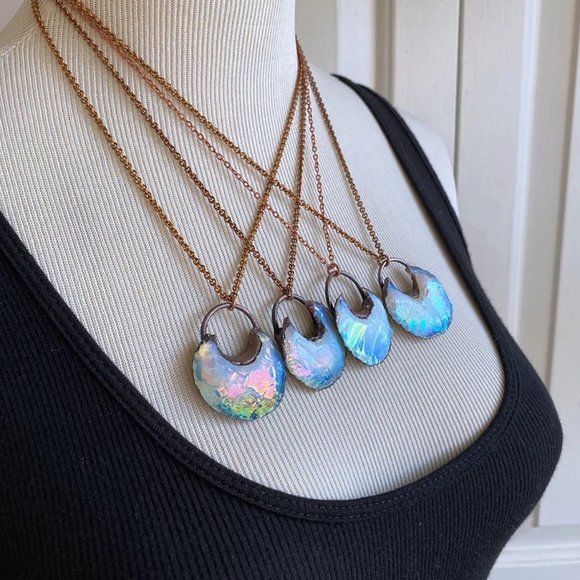 Copper Drift | Jewelry | Carved Aura Opalite Crescent Moon ...